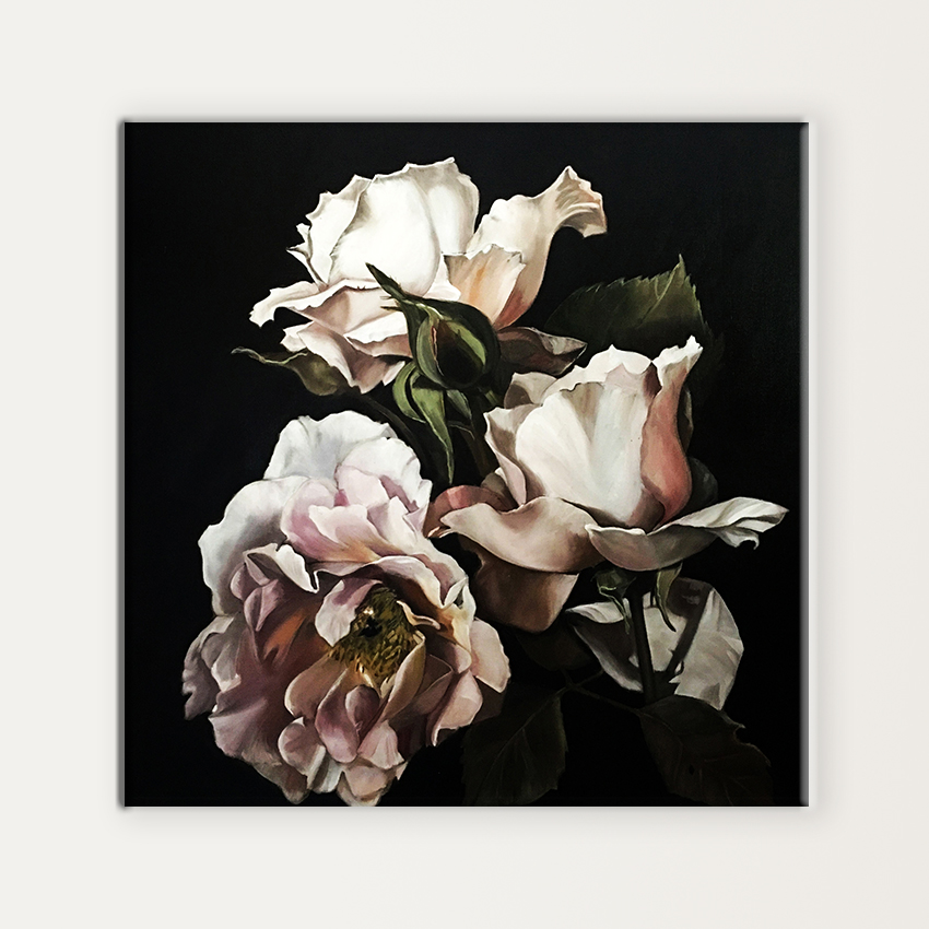 Nude Roses At Black Background Mur Gallery